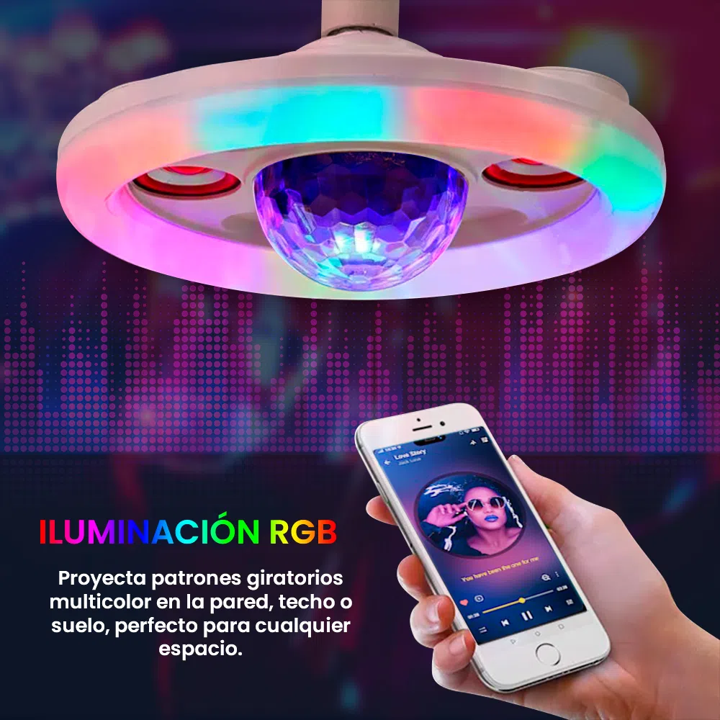 🎶FOCO INTELIGENTE 4 EN 1 - DOBLE PARLANTE BLUETOOTH🔉 – ALIVA PERÚ